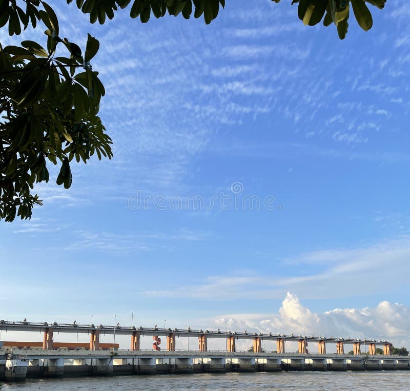 A dam at Muda rivers stock photo. Image of forefront - 229333174