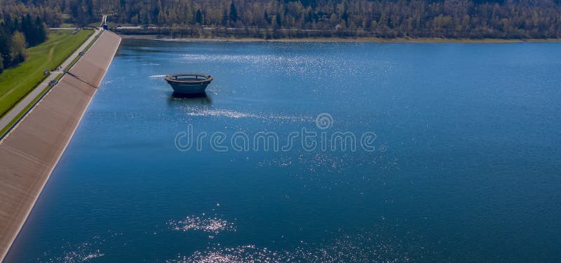Dam and Outlet Structure of a Large Dam, Aerial Photograph Stock Photo ...