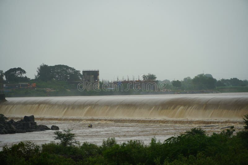 Dam Overflow on the River in Monsoon Stock Image - Image of indain ...