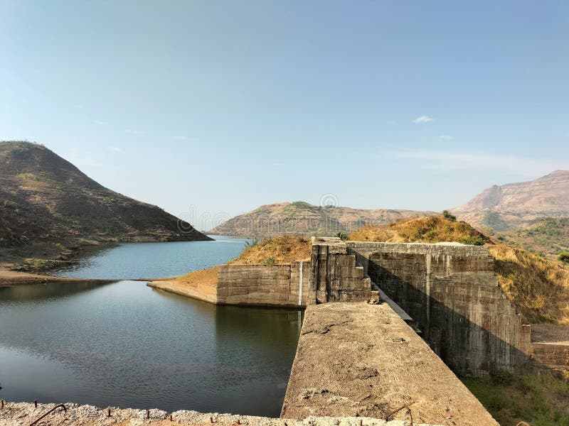 Dam River Bridge Pool Mountain Stock Image - Image of river, bridge ...