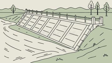 Dam and River, Engineering Structure Vector Design. Vector Design ...