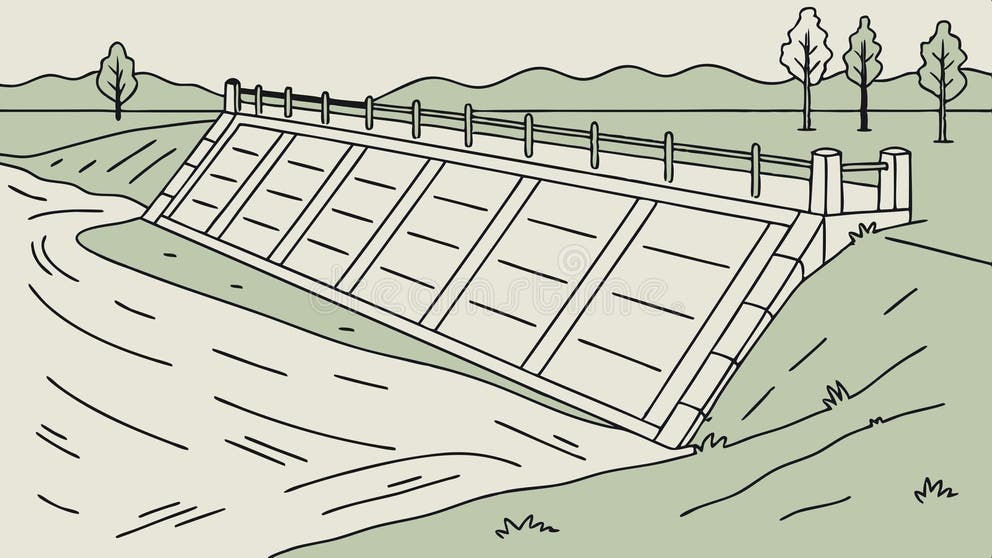 Dam and River, Engineering Structure Vector Design. Vector Design ...