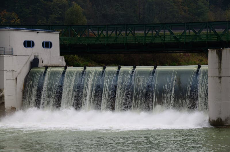 Dam with rushing water stock photo. Image of landscape - 48321370