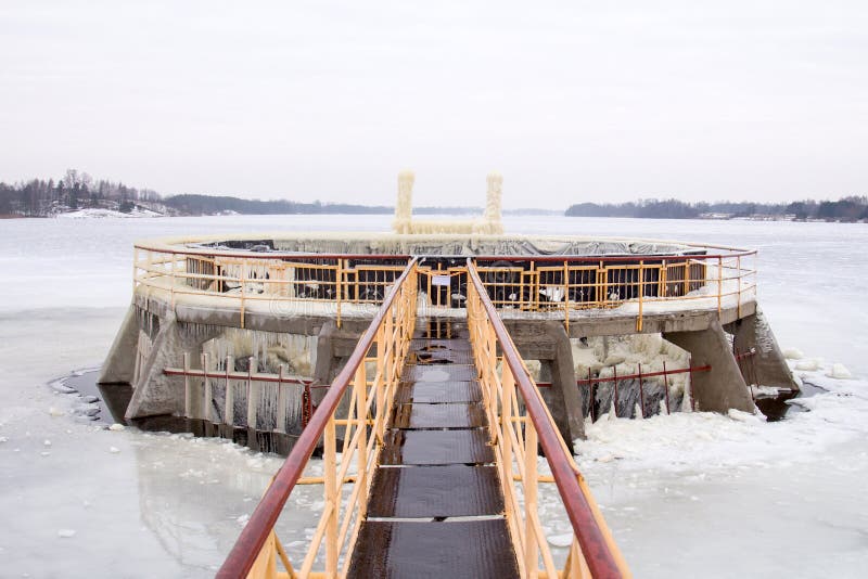 Dam Spillway Covered in Ice Stock Photo - Image of river, splashing ...