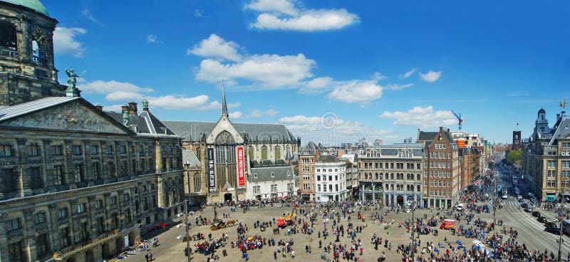 Dam Square in Amsterdam, Panoramic Top View Editorial Stock Image ...