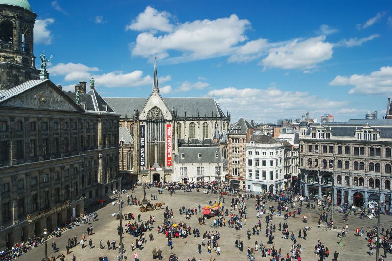 Dam Square in Amsterdam Top View Editorial Stock Image - Image of ...