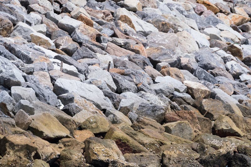 Dam with Stone Blocks for Protection from Sea Storms. Stock Image ...