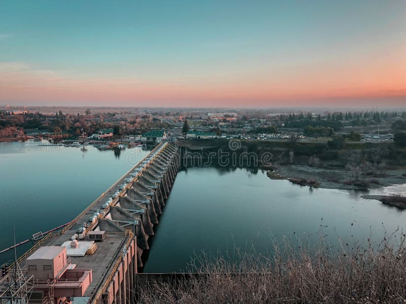 Dam at sunset stock photo. Image of river, northern - 136839050