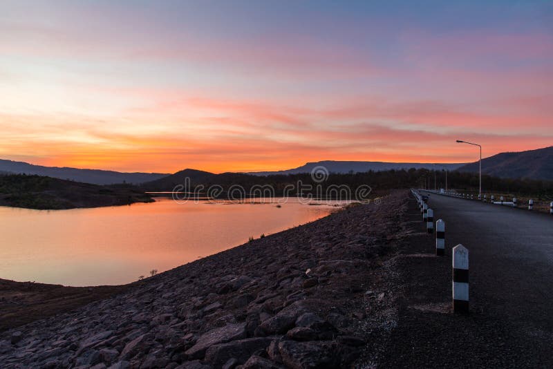 Dam sunset stock image. Image of forest, harties, orange - 70763571