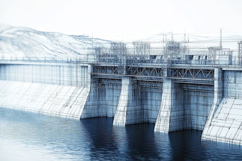 Construction of a Modern Dam Showcasing Intricate Engineering and ...