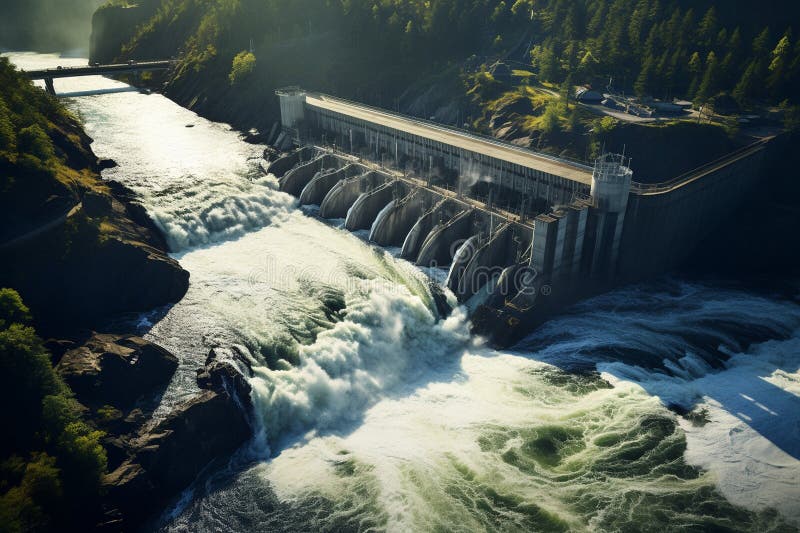 Dam Water Discharge from Above. Generative by Ai Stock Illustration ...