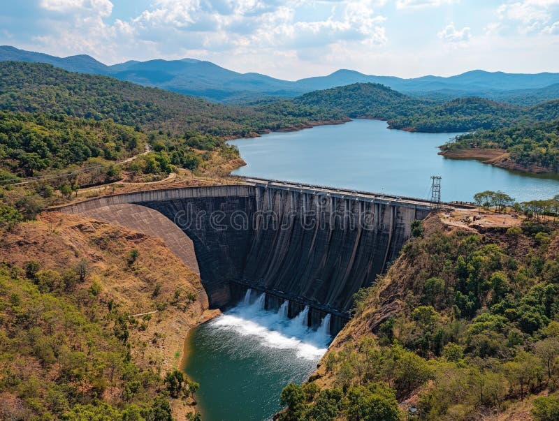Dam with Water DISCHARGE stock image. Image of infrastructure - 379474219