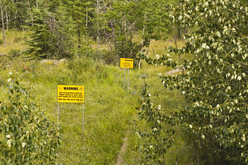 Dam Water Release Warning Signs Stock Photo - Image of dangerous, signs ...