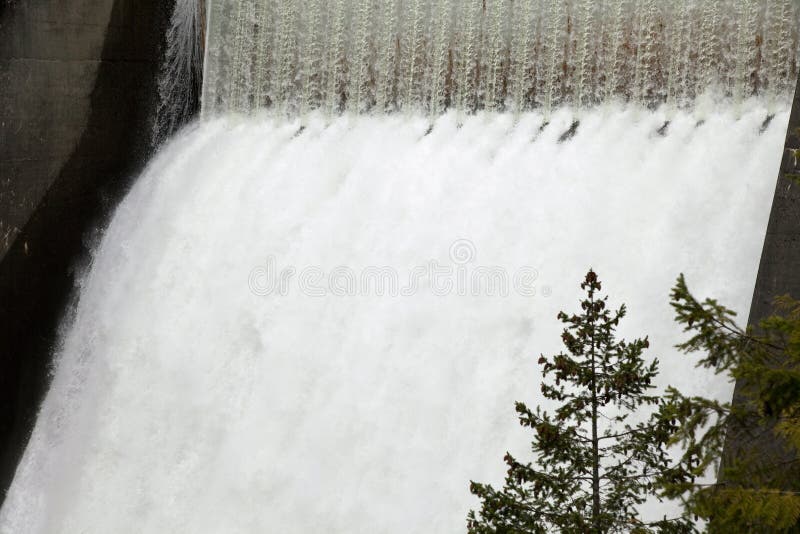 Dam and Waterfall stock photo. Image of falling, tree - 205903448