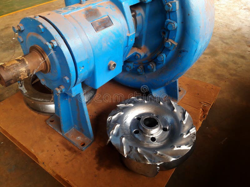 Damage Blue Water Pump Case and Impeller in Maintenance Workshop Stock ...