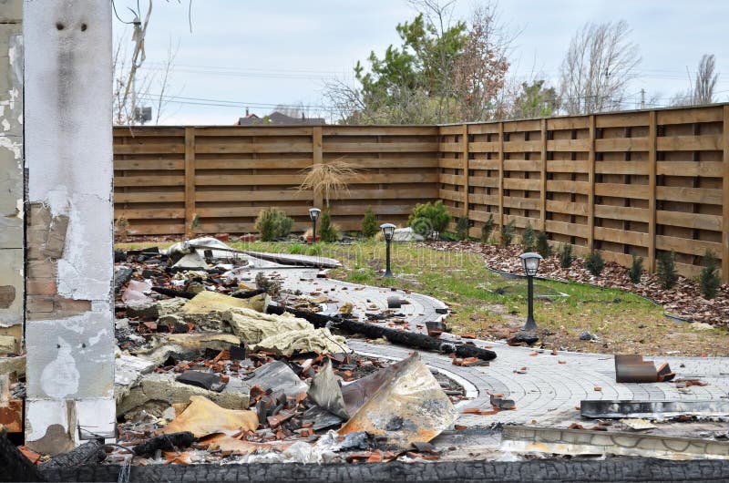 Damage from a Devastating Fire that Destroyed a Private Home. Stock ...