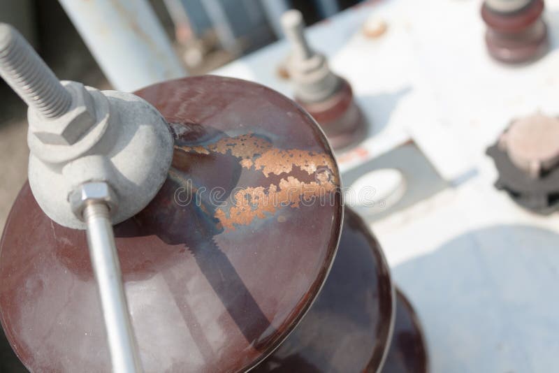 Porcelain Insulator Damaged Stock Photo - Image of black, damaged: 80893088
