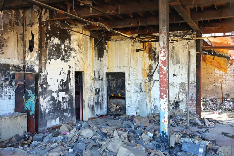 Damage Factory Fire stock photo. Image of maintenance - 70104008