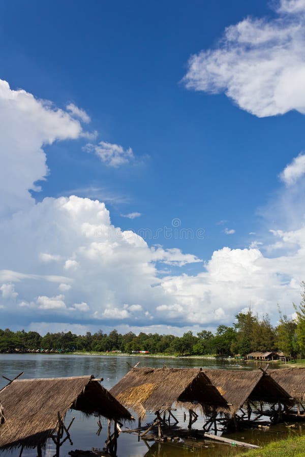 Damage Huts stock photo. Image of river, bright, straw - 26631238