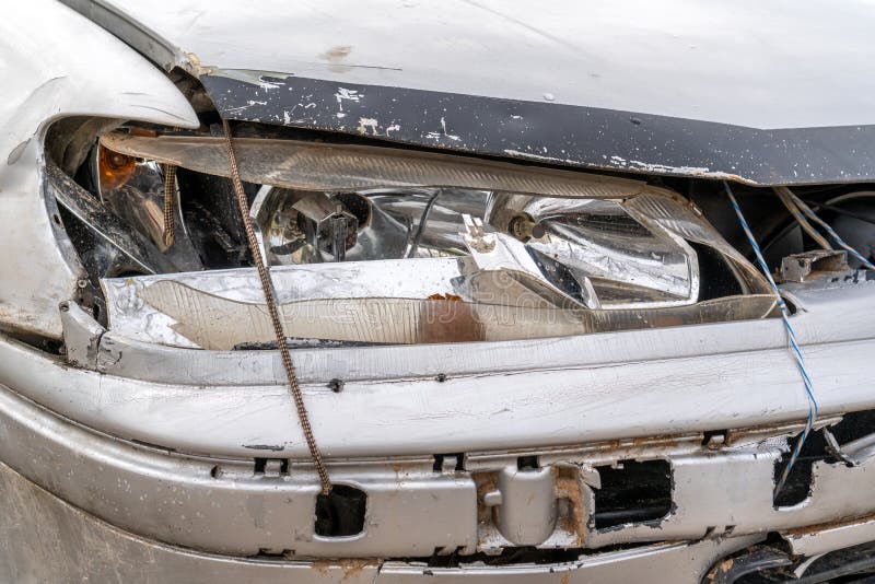 Damage of Car Lights from an Accident Stock Photo - Image of ...