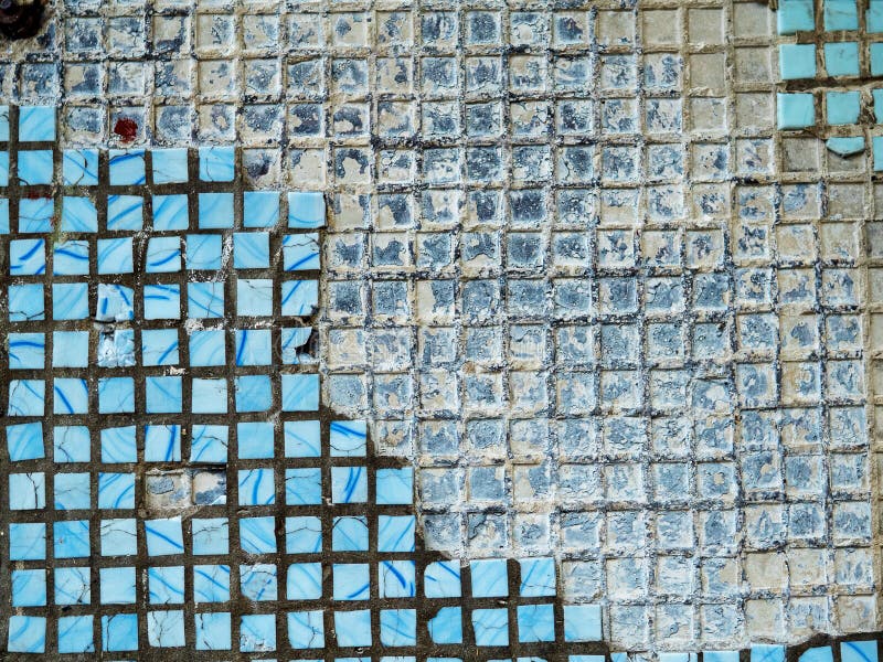 Damage Wall with Blue Mosaic, Stock Photo - Image of decorated, detail ...