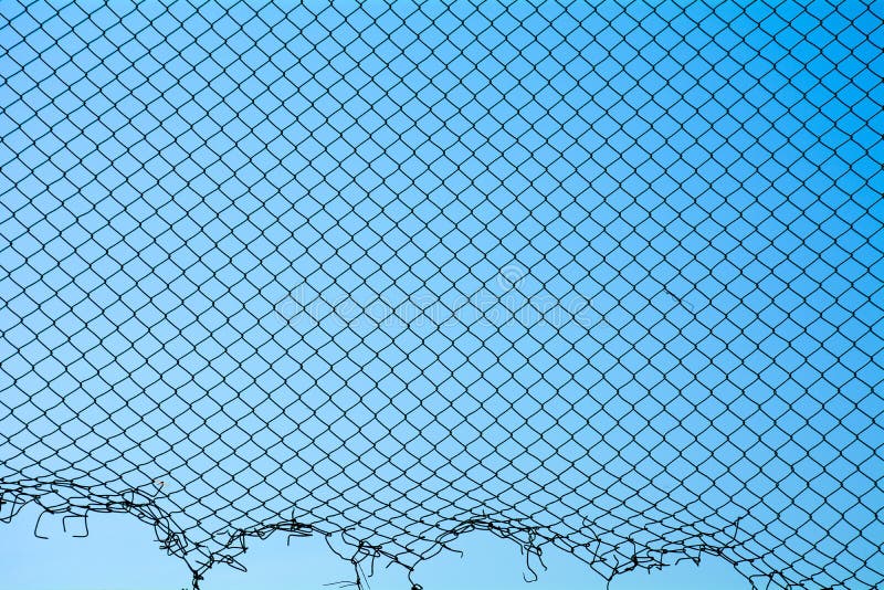 Damage Wire Mesh Steel on Blue Sky. Stock Photo - Image of grate ...