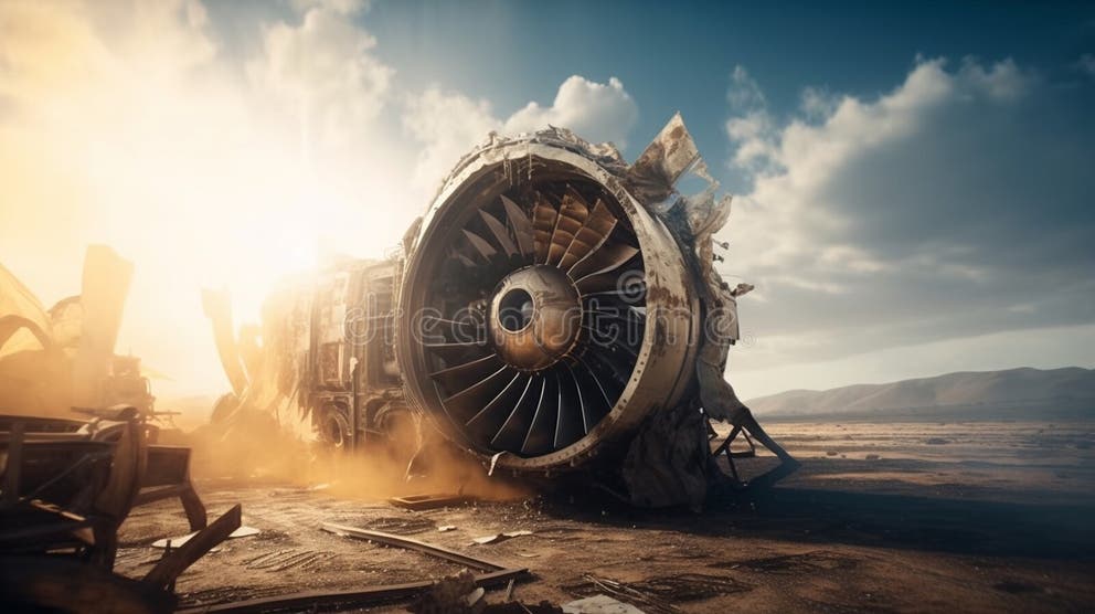 Damaged Airplane Engine. Generative Ai Stock Illustration ...