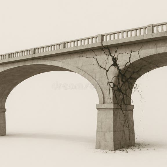 A Damaged Arch Bridge with Cracks in the Base. Stock Photo - Image of ...