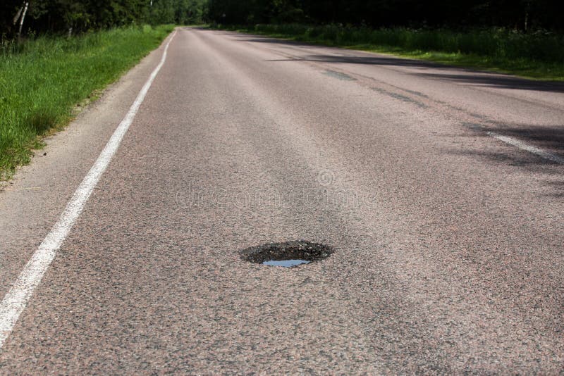 Damaged Asphalt Pavement Road with Pothole Stock Image - Image of rough ...