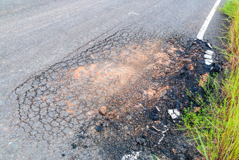 Damaged asphalt road stock photo. Image of close, lobbies - 53794952