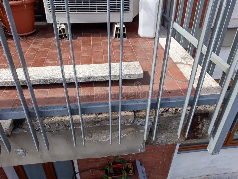 Damaged balcony front stock image. Image of site, damaged - 229598259