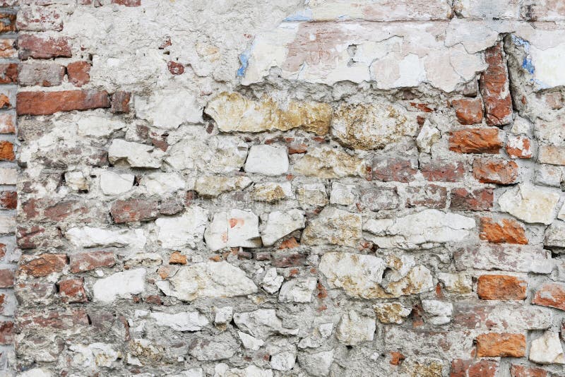 Damaged Brick and Stone Wall Stock Photo - Image of decay, facade ...