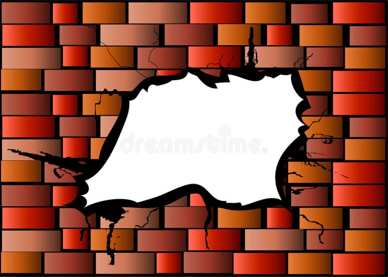 Brick Wall Break Vector Background. Destroyed Barrier for Business and ...