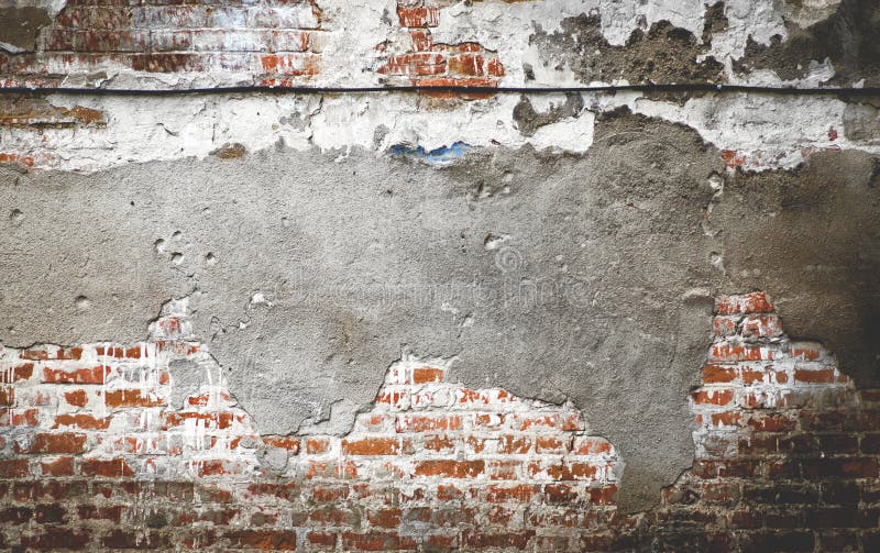 Damaged Brick Wall Background Texture Stock Image - Image of brown ...