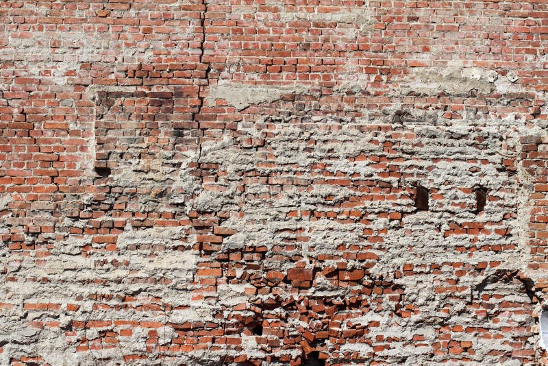 Damaged brick wall stock photo. Image of facade, clay - 89495108