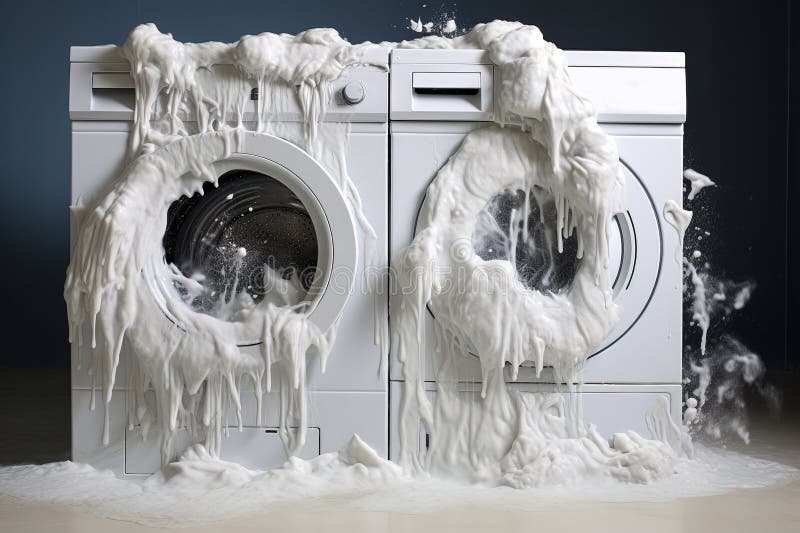 Damaged, Broken Automatic Washing Machine in the Bathroom Stock ...