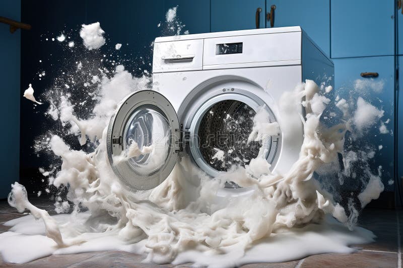 Damaged, Broken Automatic Washing Machine in the Bathroom Stock ...