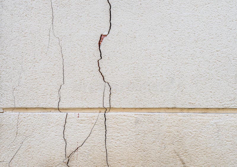 Concrete Fissured Surfaces, Break in Building Facade Stock Photo ...