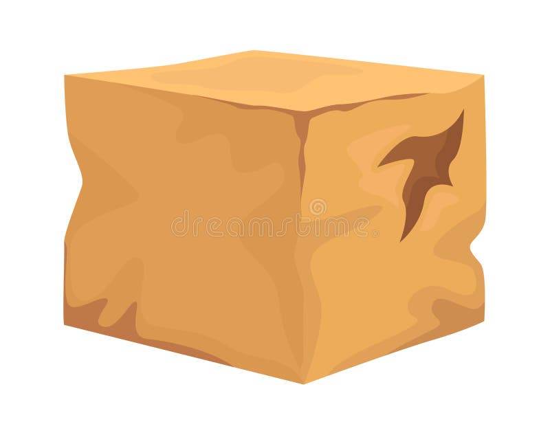 Damaged and Broken Cardboard Box Flat Icon Paper Packaging for Parcel ...