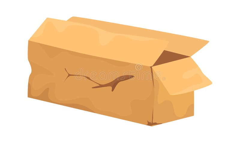 Damaged and Broken Cardboard Box Flat Icon Paper Packaging for Parcel ...