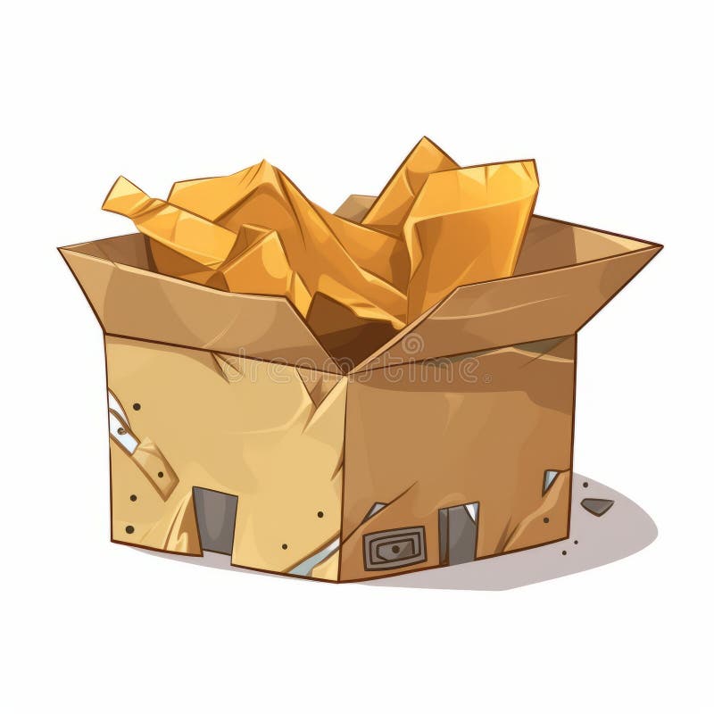 Damaged Broken Crumpled Box Vector Illustration. Cartoon Isolated ...