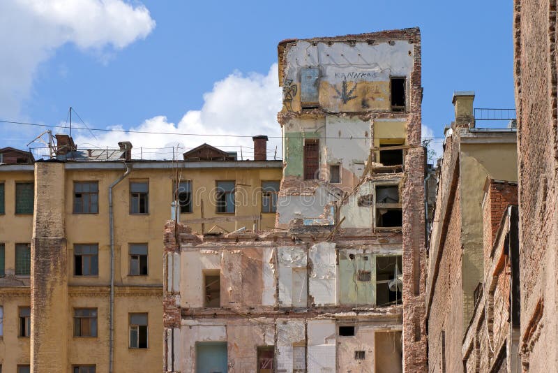 Damaged building stock image. Image of frame, fall, built - 11881679