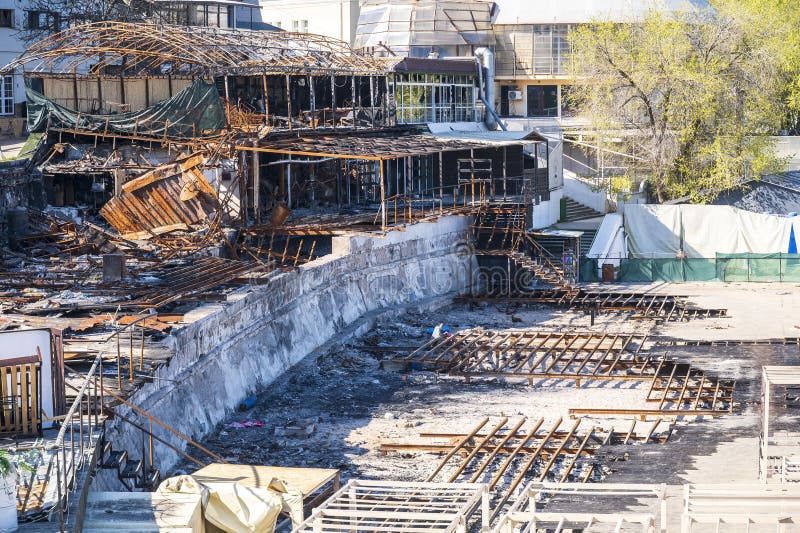 Damaged Buildings after a Fire. Consequences of a Fire in the City ...
