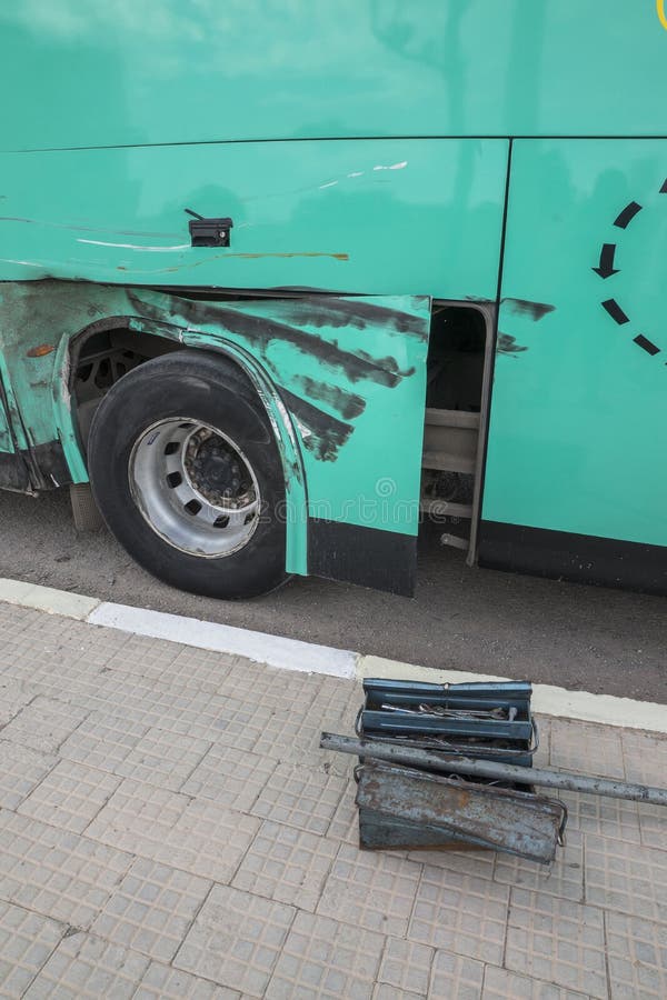 Damaged bus in morocco editorial stock photo. Image of destructive ...