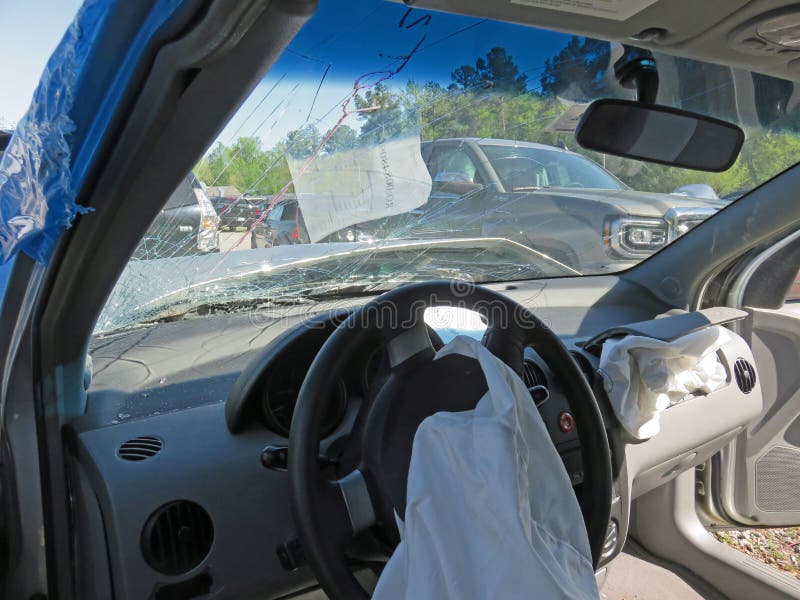 Damaged car in impound lot editorial stock image. Image of motive ...