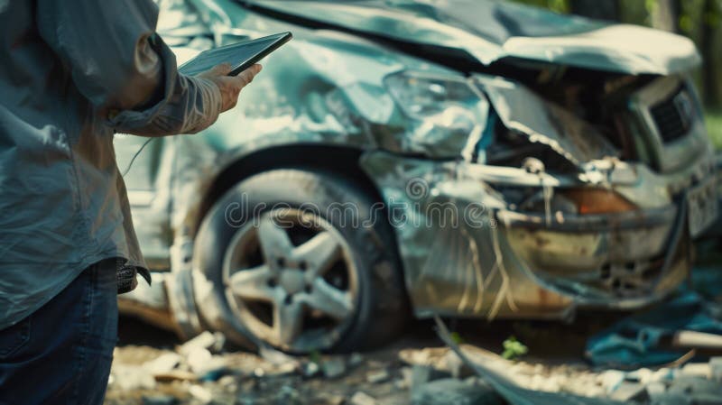 The Damaged Car Assessment.AI Generated Image Stock Image - Image of ...