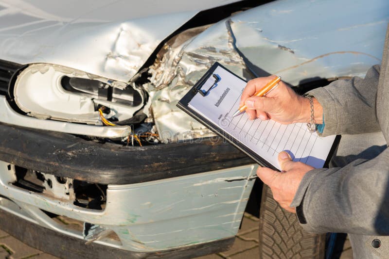 Damaged Car and Its Damage Assessment Stock Image - Image of expert ...