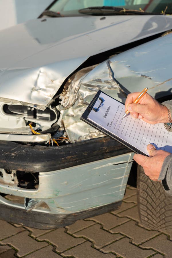 Damaged Car and Its Damage Assessment Stock Image - Image of expert ...