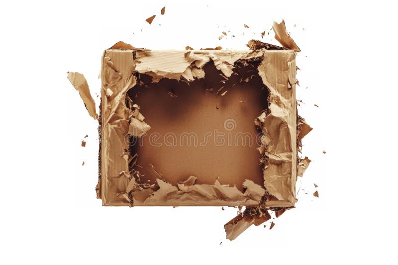 Damaged Cardboard Box with Visible Tears and Crushed Edges, Isolated on ...