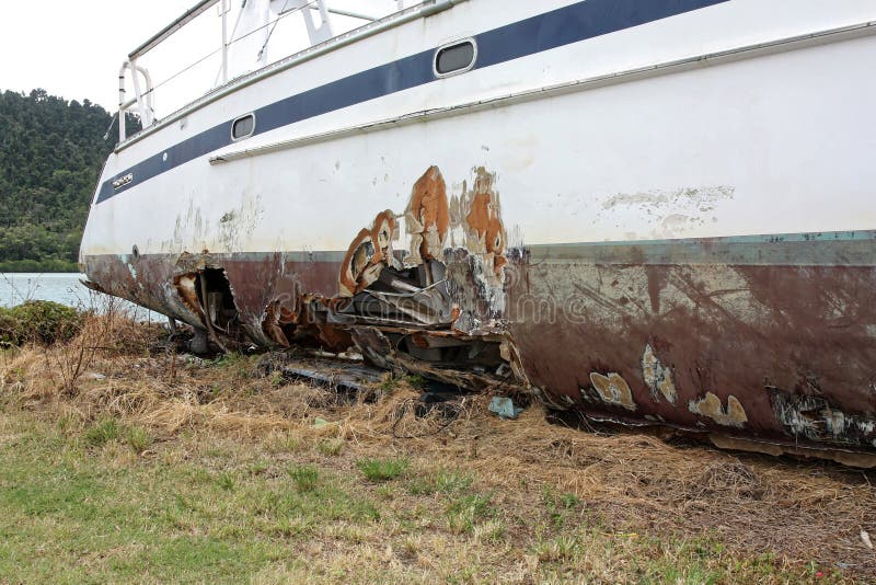 Damaged Fiberglass Boat Hull Hole Stock Photo - Image of structure ...
